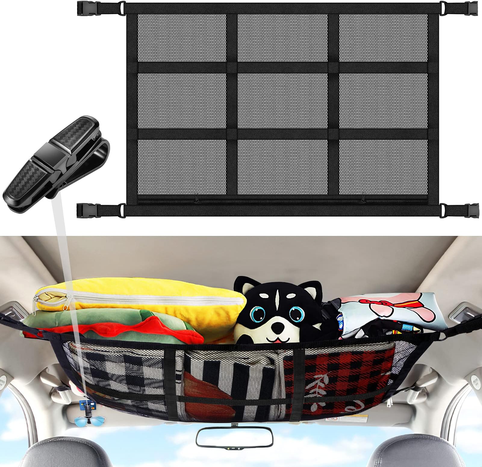 Amazon.com: Suvnie Car Ceiling Cargo Net Pocket, 30.3"×25.6" Strengthen ...