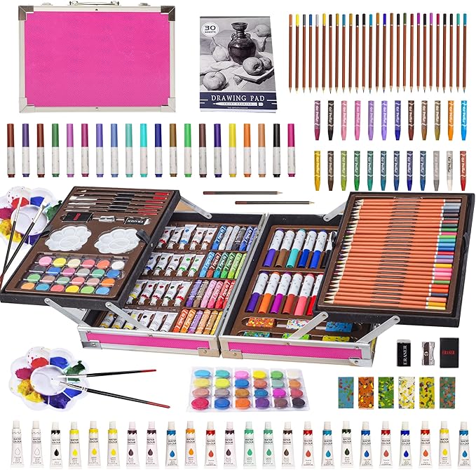 KINSPORY 137 PCS Portable Inspiration & Creativity Coloring Art Set ...