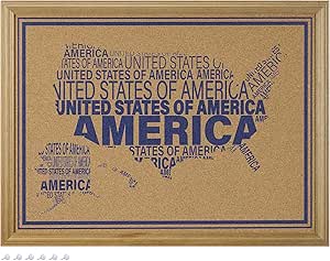 Navaris USA Map Cork Board - 18 x 24 inch Cork Board for Walls with ...