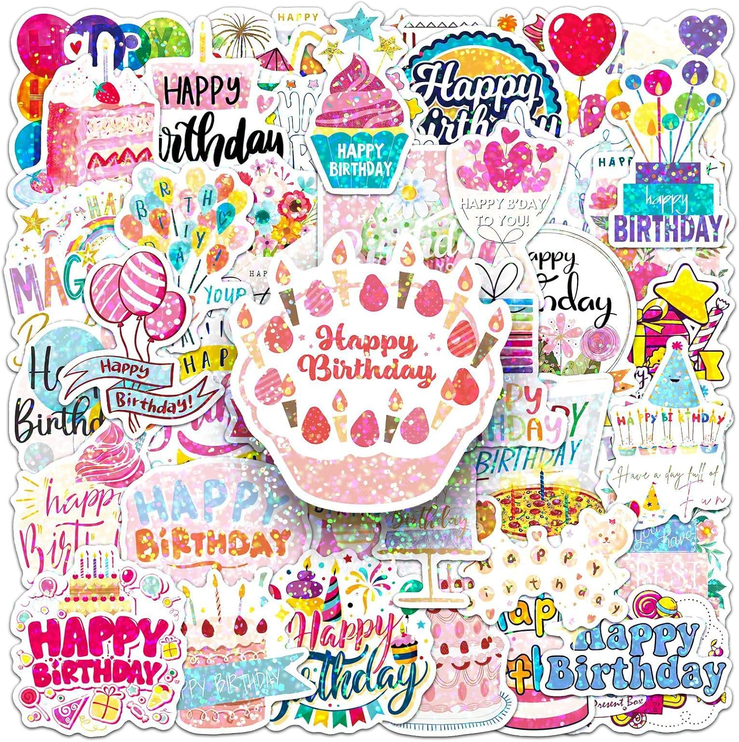 Amazon.com: Happy Birthday Stickers for Kids Teens Girls, 50Pcs ...