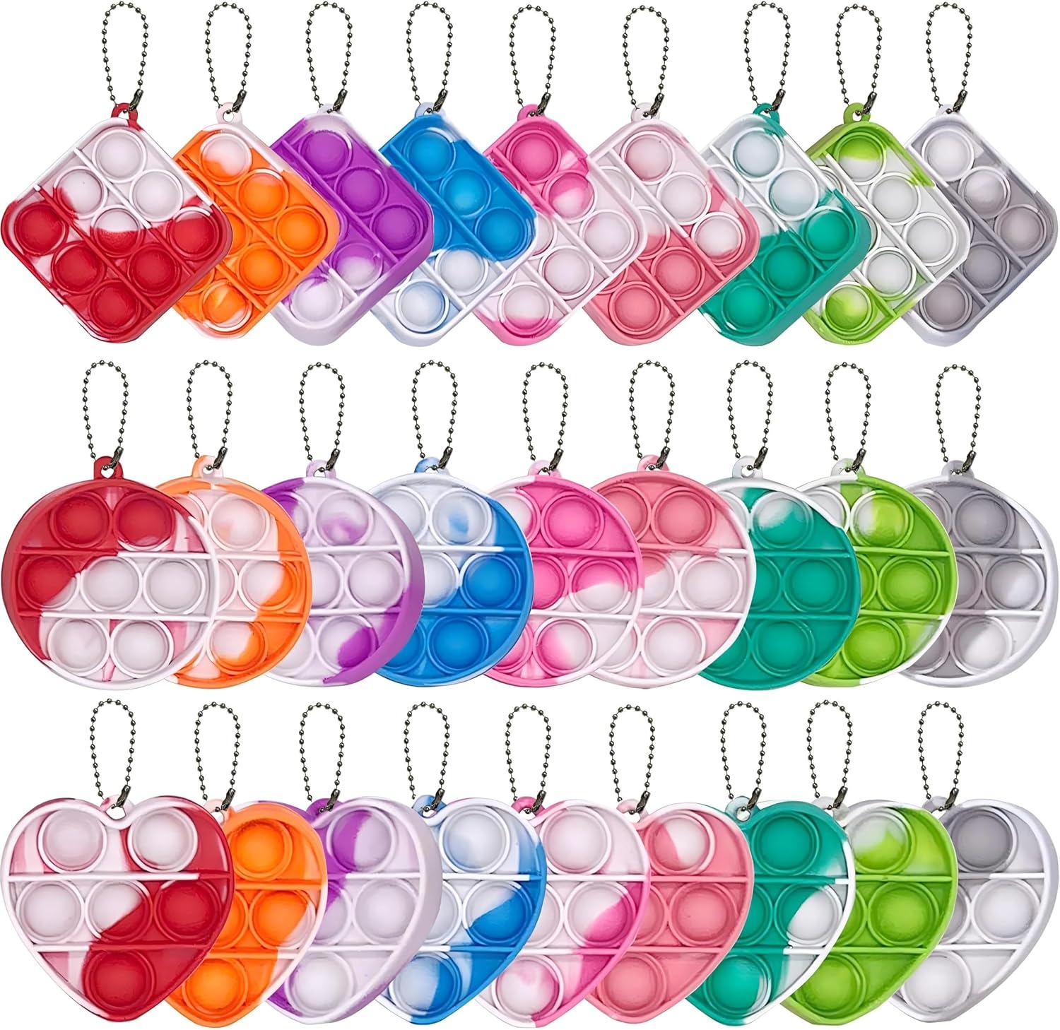 Gytera 27Pcs Mini Pop Keychain Fidget Toys for Adults, Sensory Toys for ...