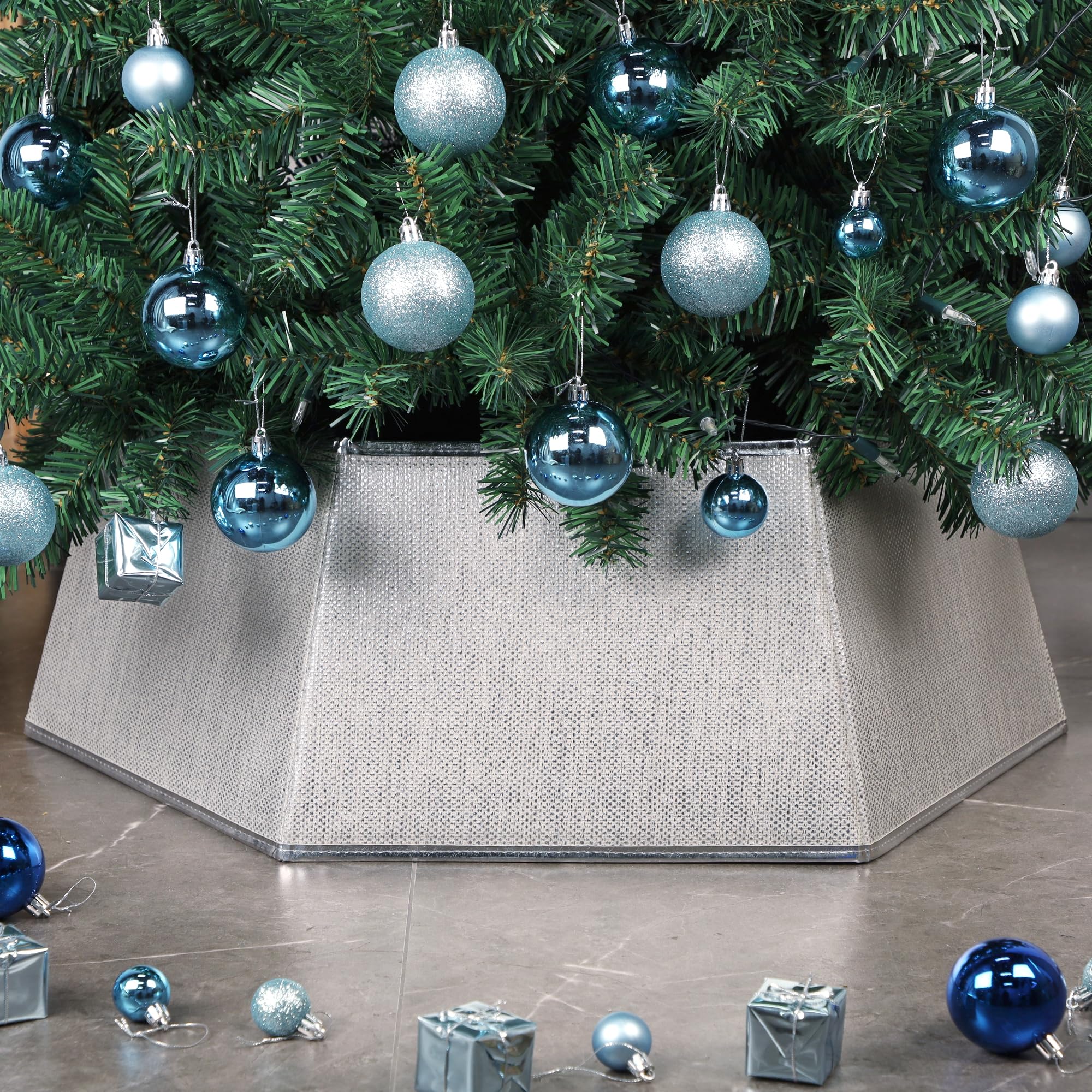 Amazon.com: Blissun Fabric Christmas Tree Collar, Hexagonal Shiny ...