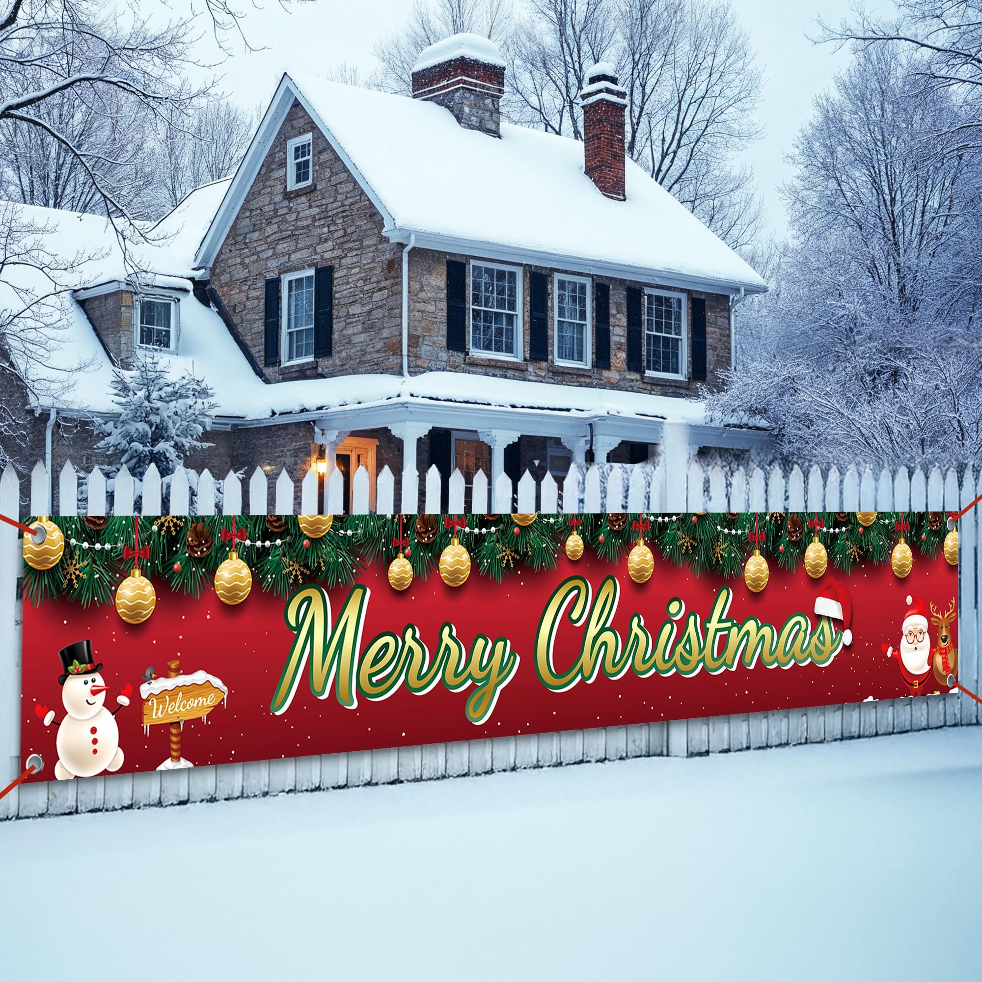 Amazon.com: KatchOn, Large Merry Christmas Yard Banner - 120x20 Inch ...
