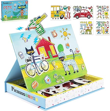 Amazon.com: PicassoTiles Pete The Cat 80pc Magnetic Board Game Puzzle ...