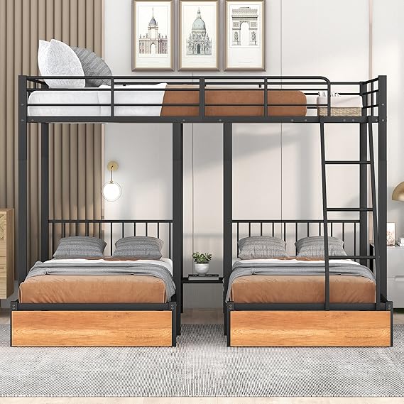 Amazon.com: Goohome Triple Bunk Beds for Kids, 3 Bed Bunk Beds for Kids ...