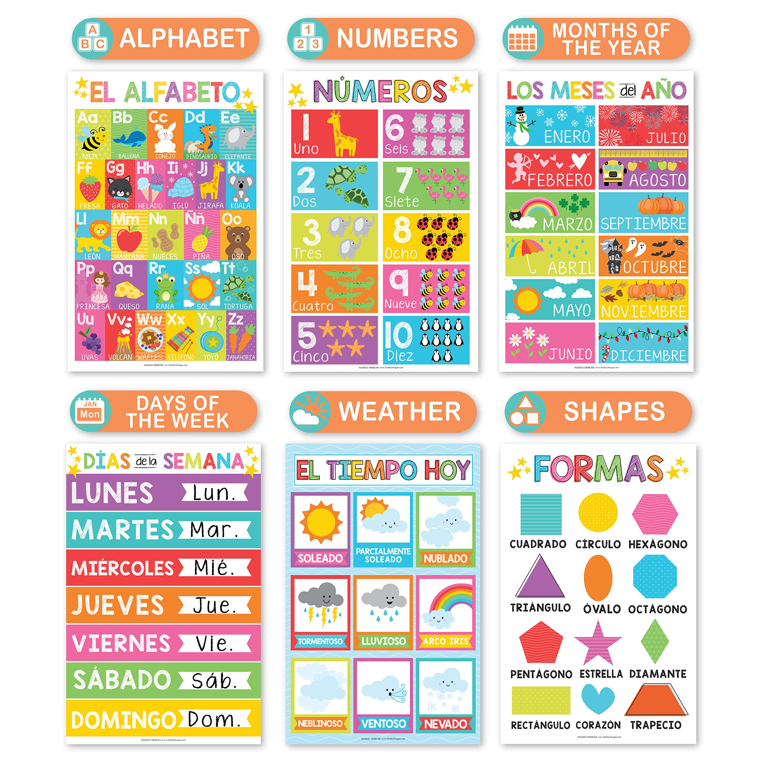 12 Spanish Educational Posters Bilingual Learning Chart For Prek 12-spanish-educational-posters-bilingual-learning-chart-for-prek