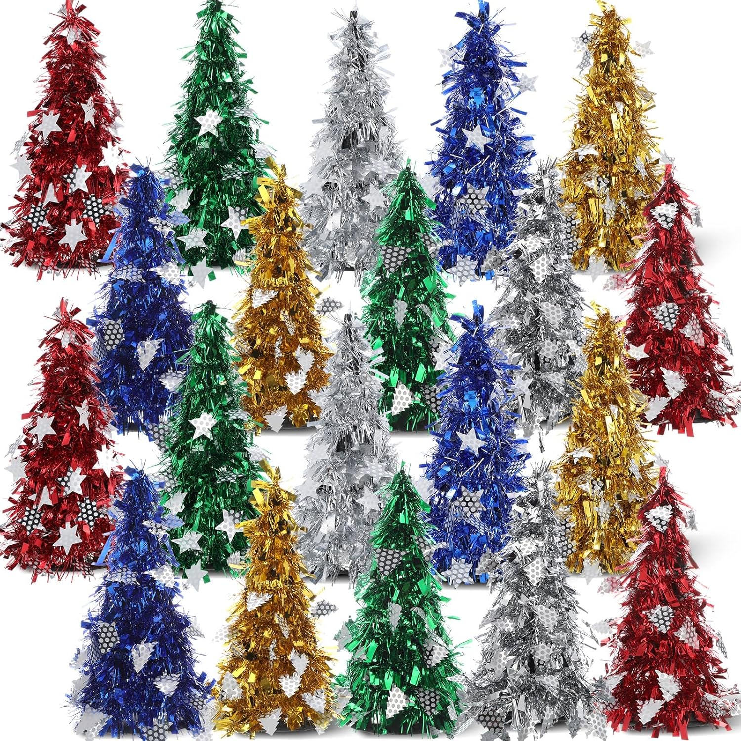 Amazon.com: Libima 20 Pcs 10 Inch Mini Tinsel Christmas Tree Artificial ...
