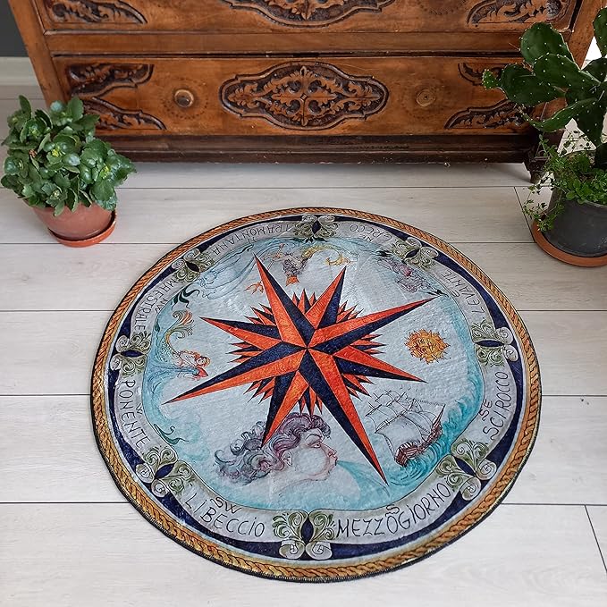 Amazon.com: Rugendary Compass Rug Cool Round Area Rug Hypebeast Rug ...