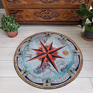 Amazon.com: Rugendary Compass Rug Cool Round Area Rug Hypebeast Rug ...