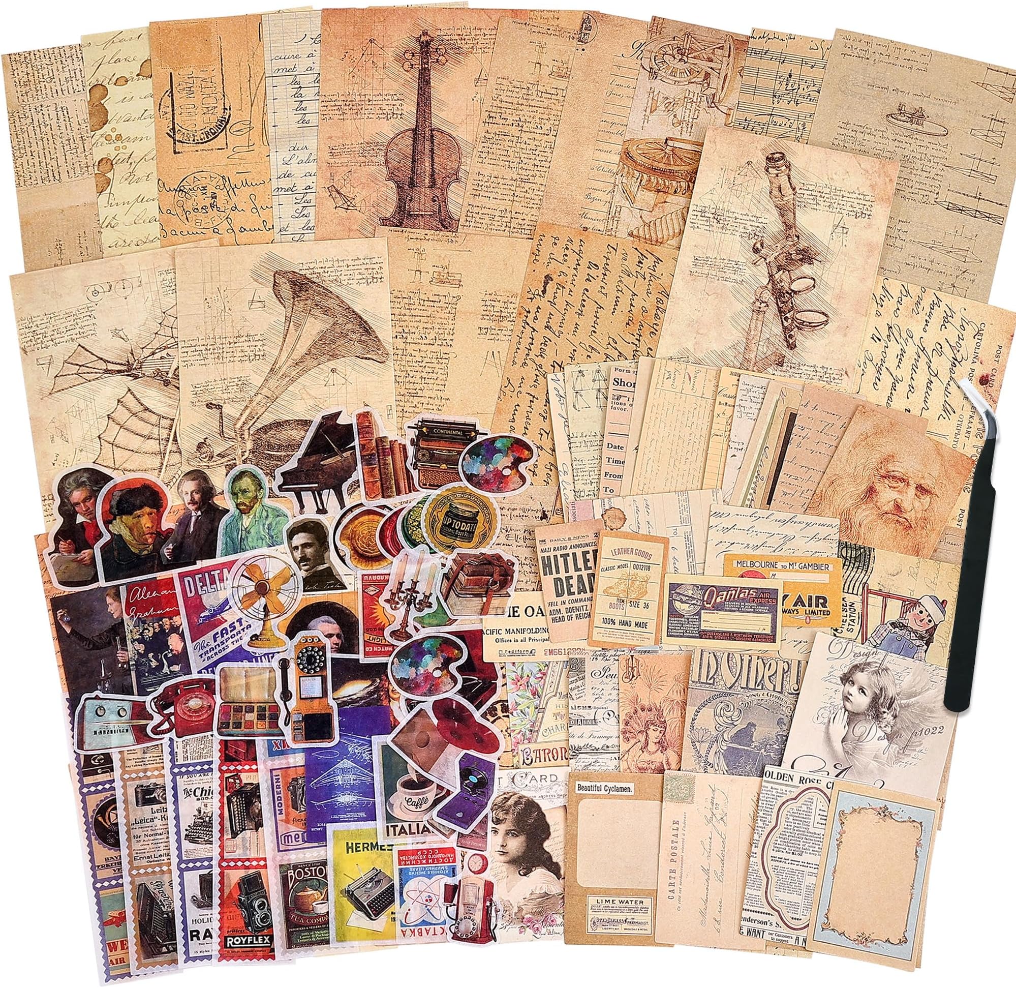 Amazon.com: emmoolife 220Pcs Vintage Scrapbook Supplies Pack for Junk ...