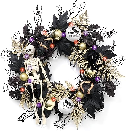 Amazon.com: DecorbyHannah Black Christmas Wreath, 24 Inch Black ...