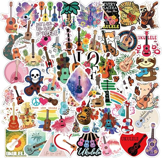 Amazon.com: 60pcs Ukulele Stickers Pack, Aesthetic Vinyl Waterproof ...
