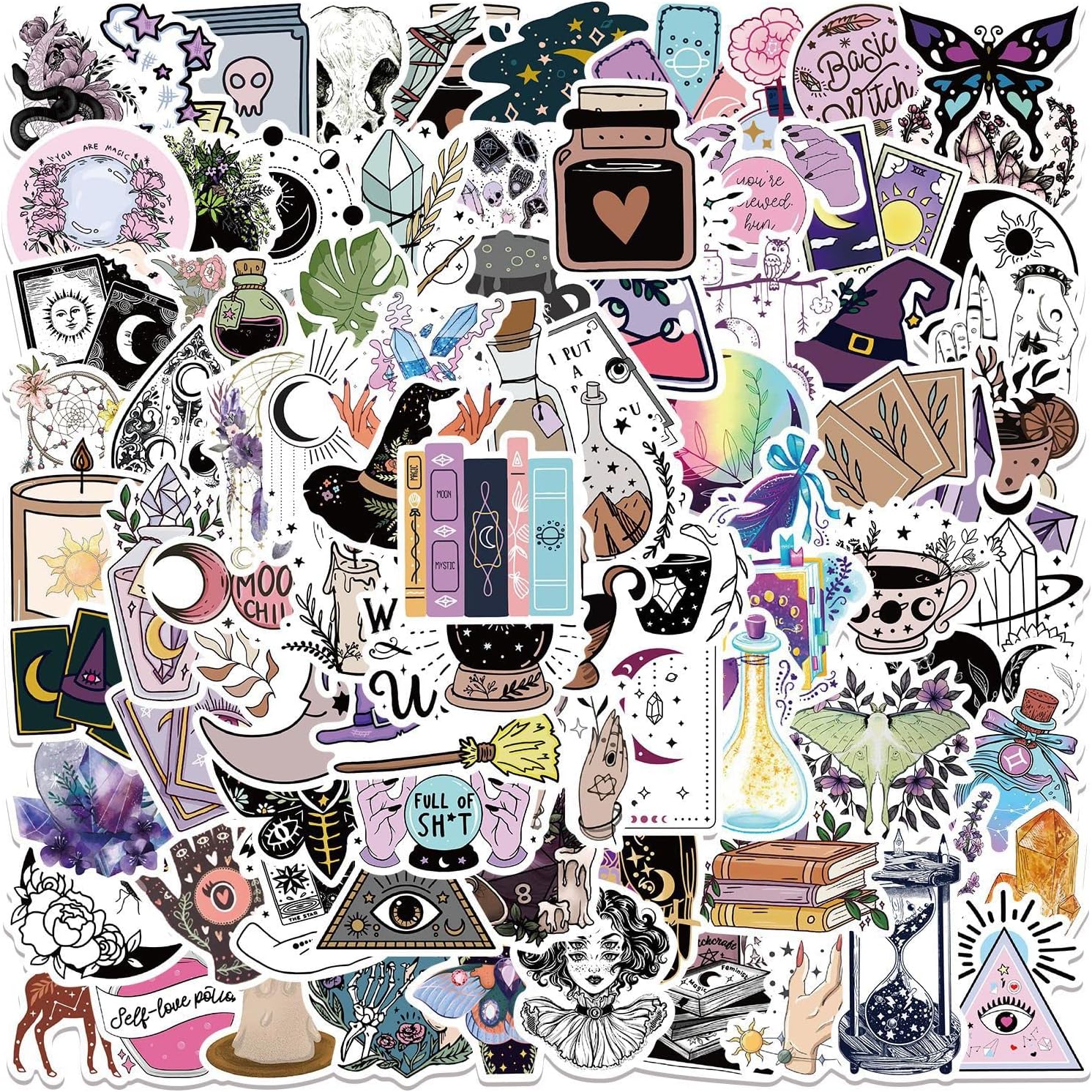 Amazon.com: 100 PCS Boho Witchy Stickers,Apothecary Stickers,Vinyl ...
