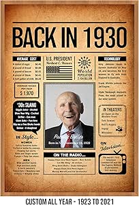 Amazon.com: Back in 1930 Poster Sign, Personalized Birthday Gifts Idea ...