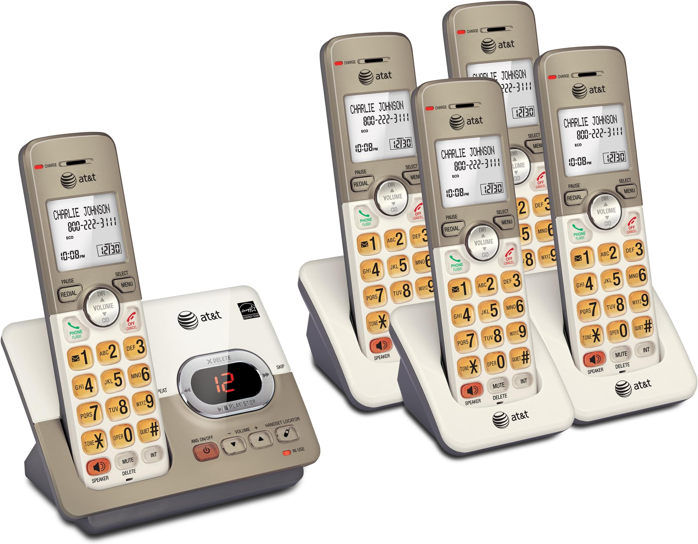 Amazon.com : AT&T 5 Handset DECT 6.0 Cordless Phone Bundle with (1 ...