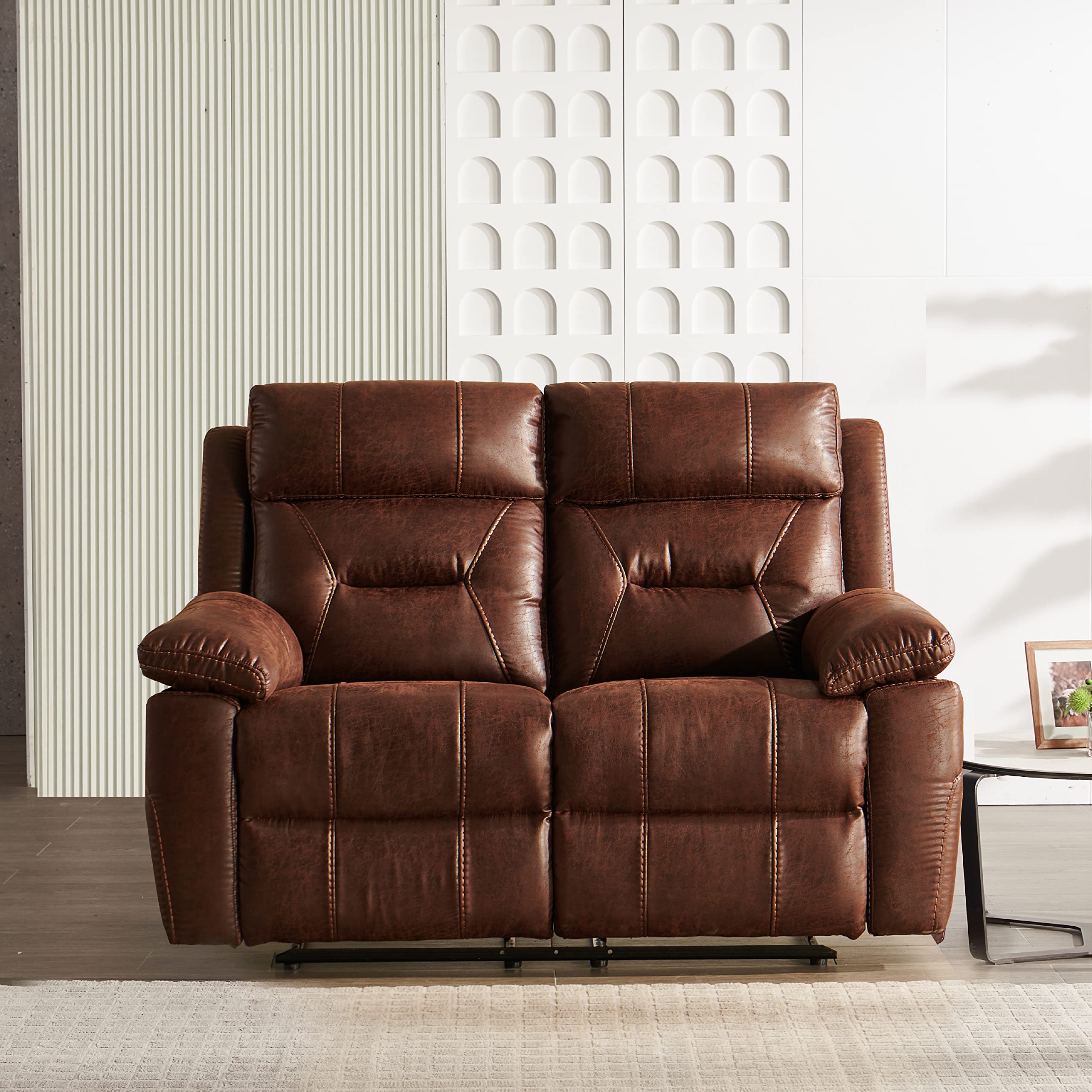 Amazon Brand - Solimo Garcin Manual 2 Seater Leatherette Recliner (Dark ...