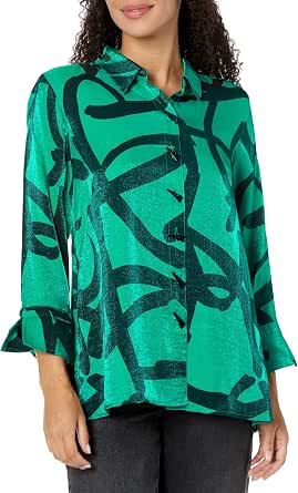 MULTIPLES Women's Turn-up Cuff Three Quarters Sleeve Button Front Hi-lo ...