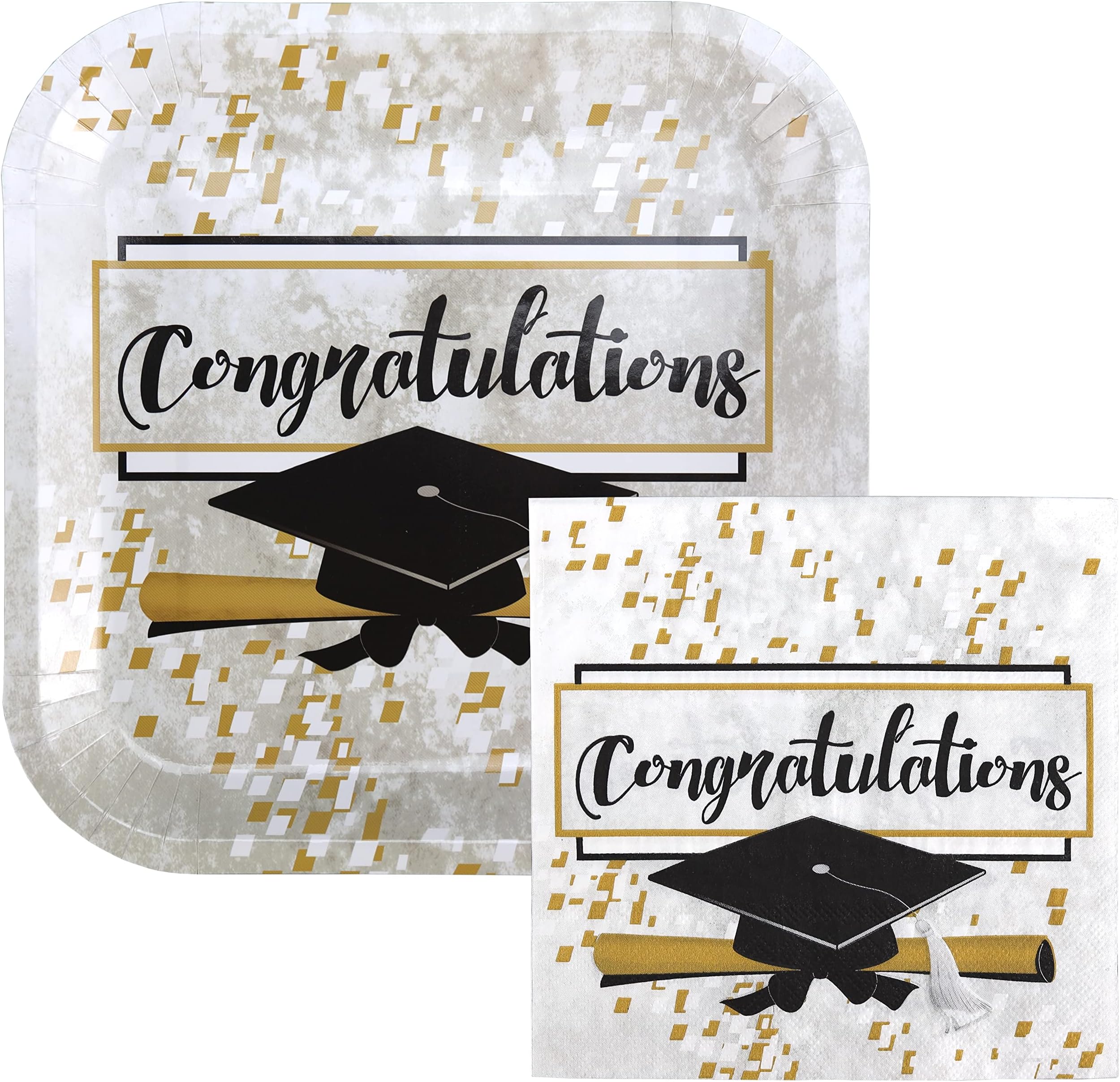 Amazon.com: Creative Converting Cap & Gown Graduation Dessert Plates, 8 ...