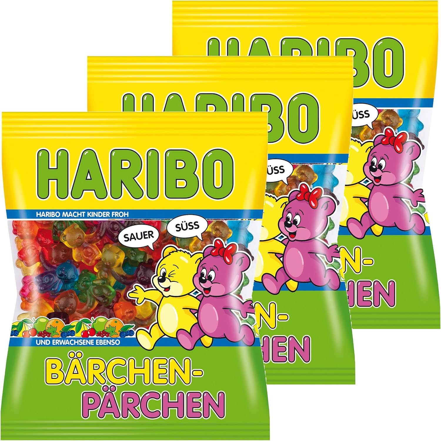 Haribo Bears Pairs, 3 Piece Package, Gummy Bears, Wine Gums, Sweets ...