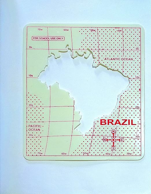 Brazil Plastic Stencil map Brazil map for School use/UPSC Practice ...