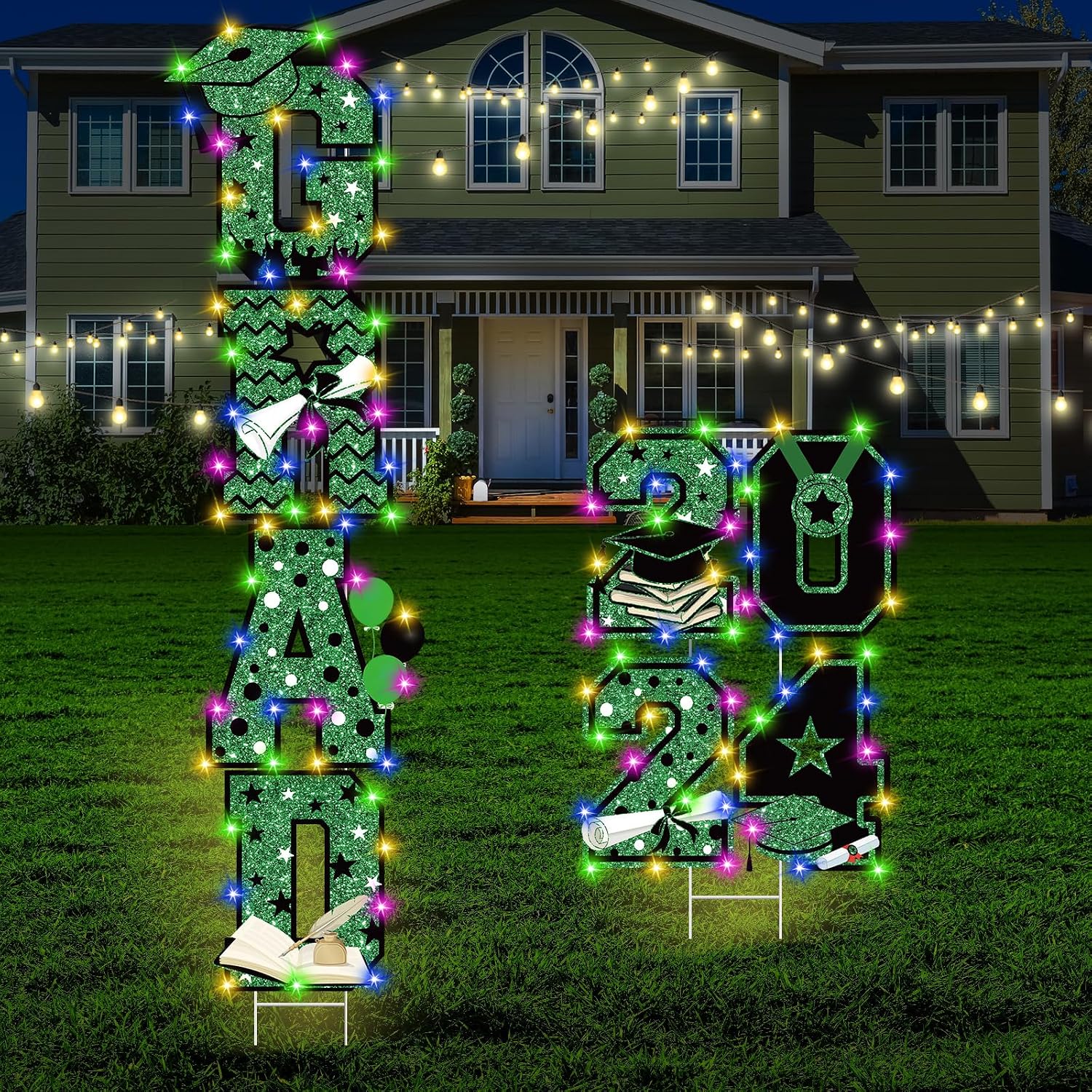 Amazon.com : Innovoscape 2024 Graduation Yard Signs - Green - Congrats ...