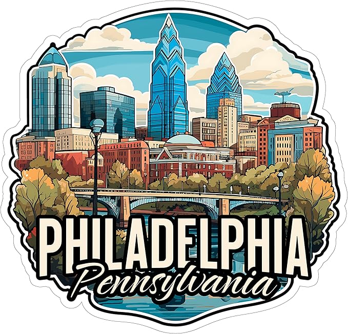 Amazon.com: Philadelphia Pennsylvania Sticker 4 Inch Travel Souvenir ...