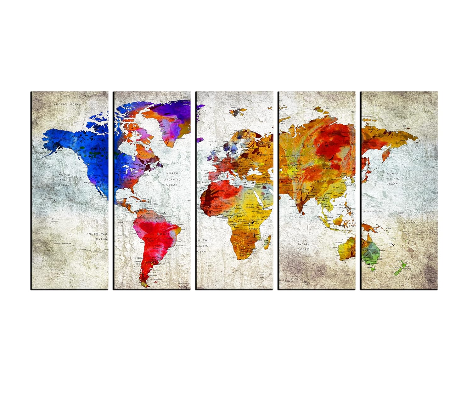 Amazon.com: Detailed World Map Canvas Wall Art Push Pin Travel Map ...