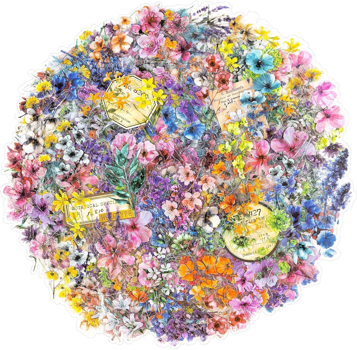 Amazon.com: 300Pcs Transparent Flower Stickers, Cute Vintage Floral ...