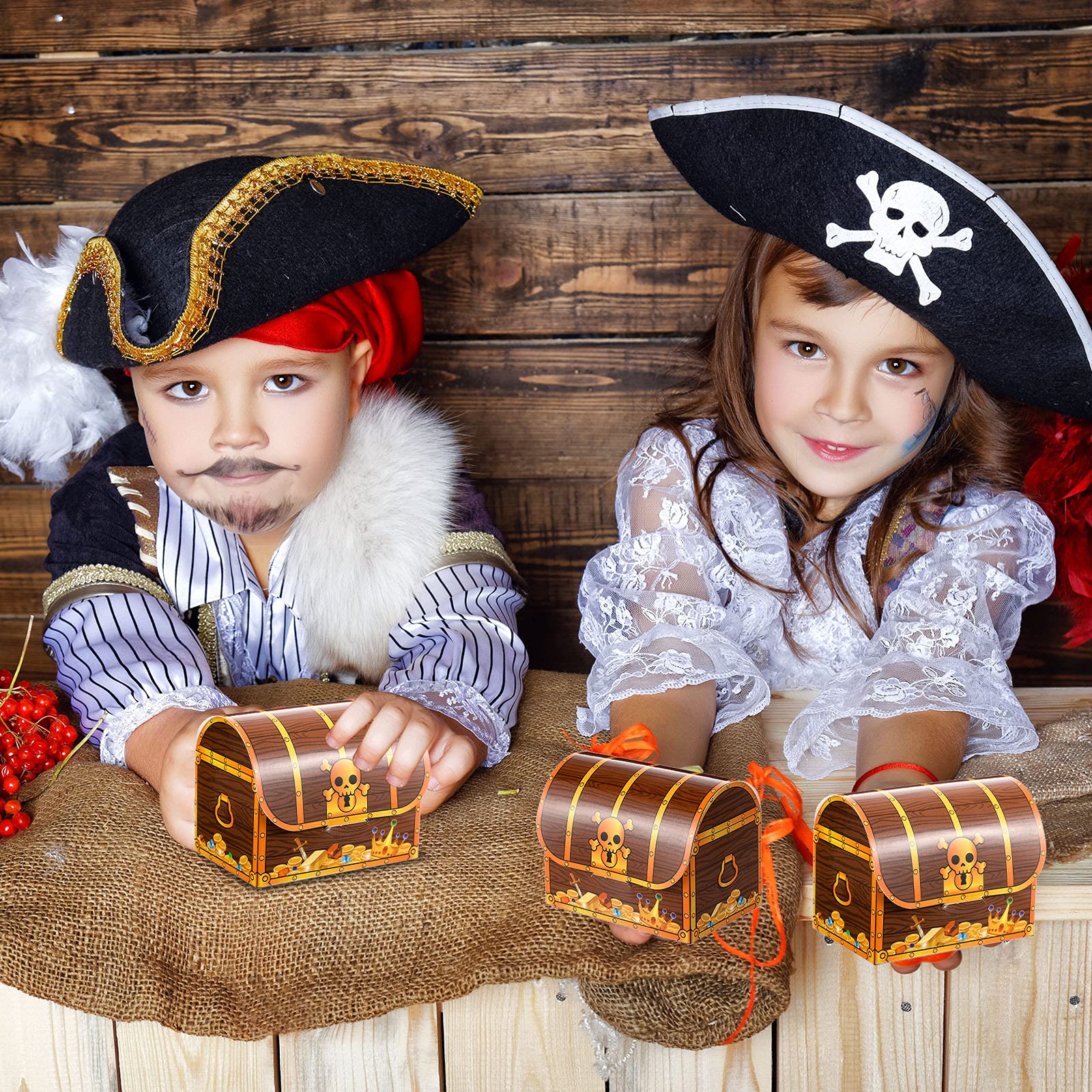 24 Treasure Treat Chest Boxes Cardboard Pirate Treasure Treat Chest ...