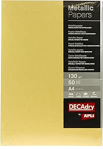 Decadry - Metallic Gold Paper 130gsm Pack of 50 A4 : Amazon.co.uk ...
