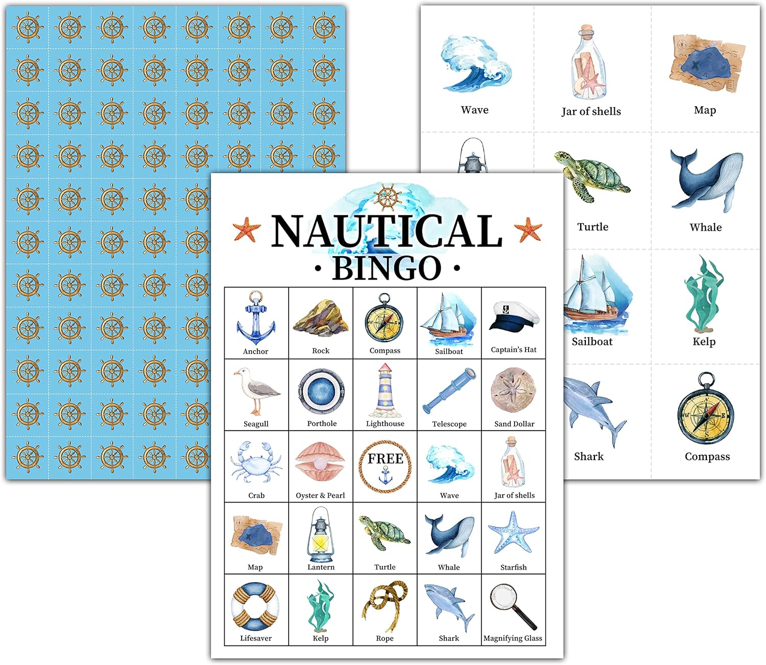 Amazon.com: MVXAD Nautical Bingo Game, Summer Beach Themed Bingo Cards ...