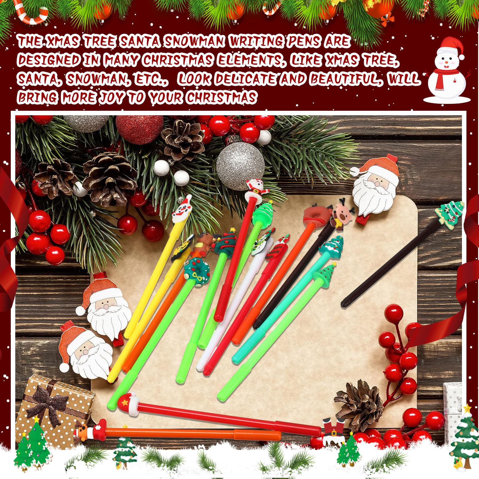 Tenceur 200 Pcs Christmas Gel Ink Pen Bulk,38 Style Christmas Theme ...
