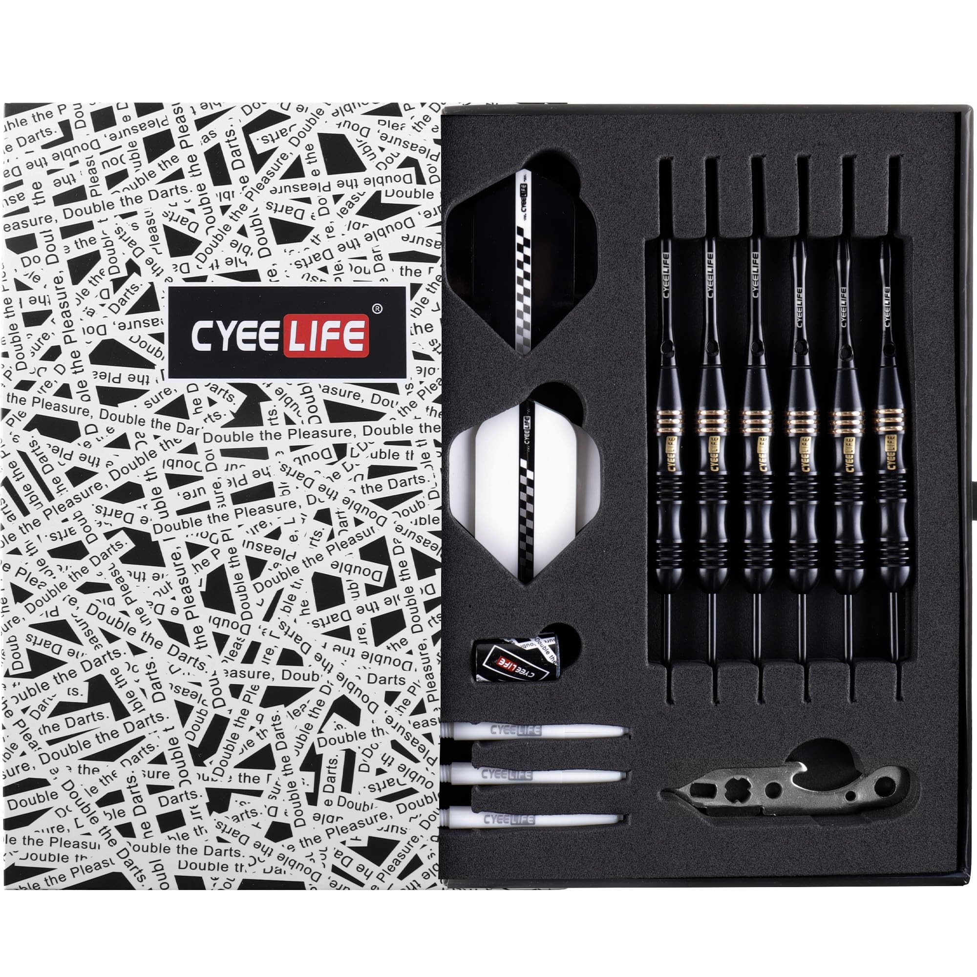 CyeeLife 26g Brass Steel tip Darts Set with Extra Flights,Aluminium ...