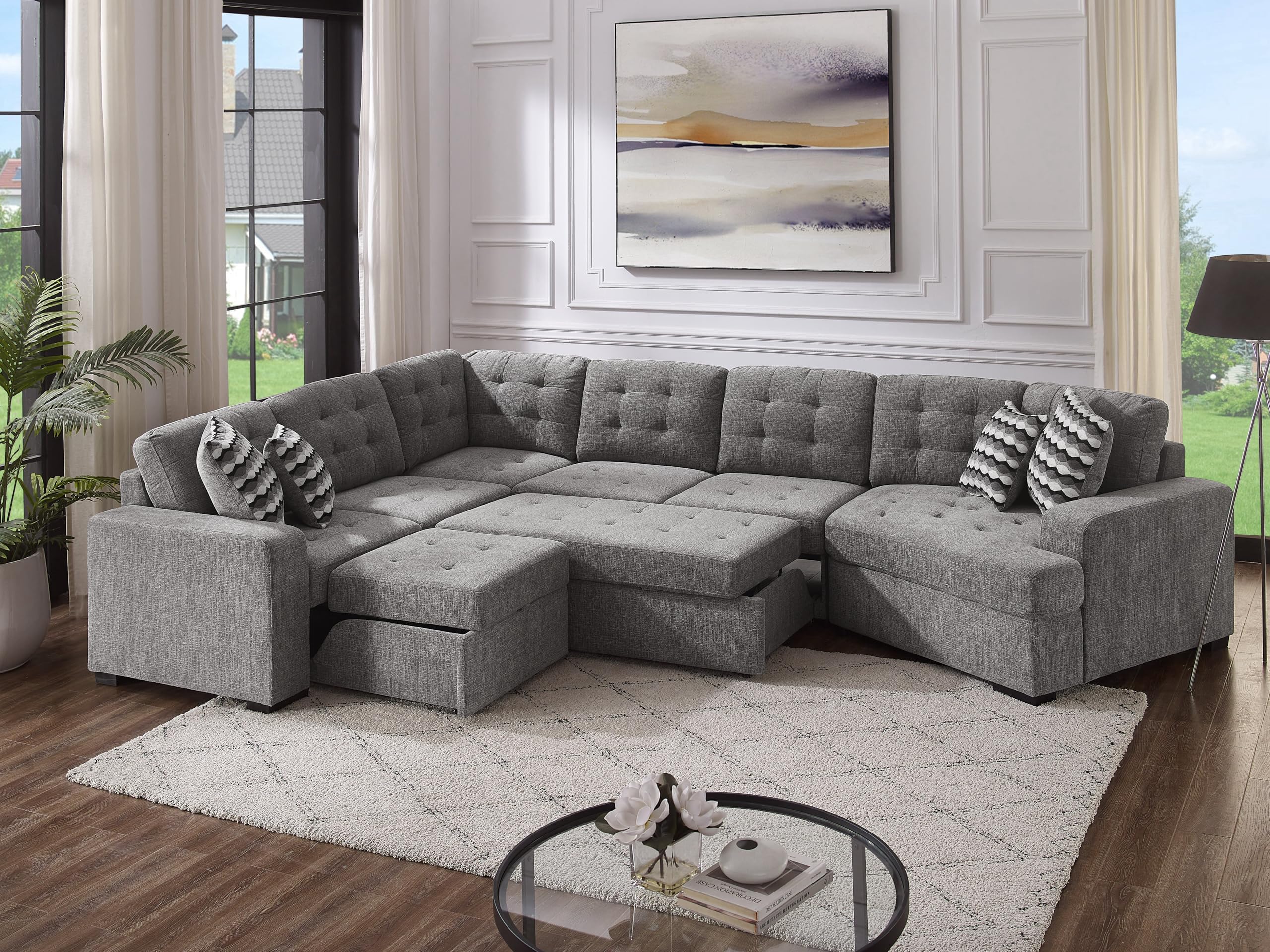 Amazon.com: AC Pacific Brady 7 Piece Sectional Power Reclining Sofa ...