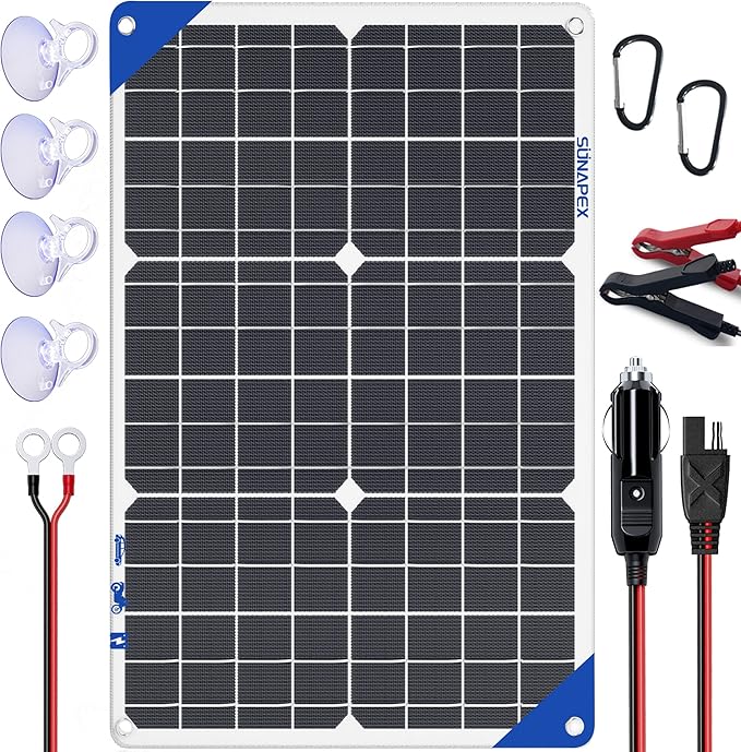 Amazon.com: SUNAPEX Solar Battery Trickle Charger Maintainer 30W 12V ...