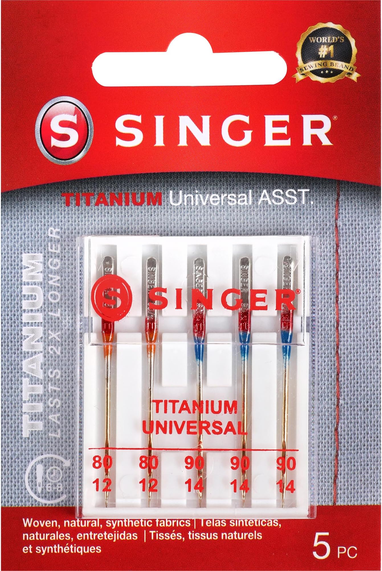 Amazon.com: Singer Titanium Universal Regular Point Machine Needles for ...