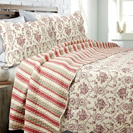Amazon.com: Cozy Line Home Fashions Red Orange Vintage Reversible 100% ...