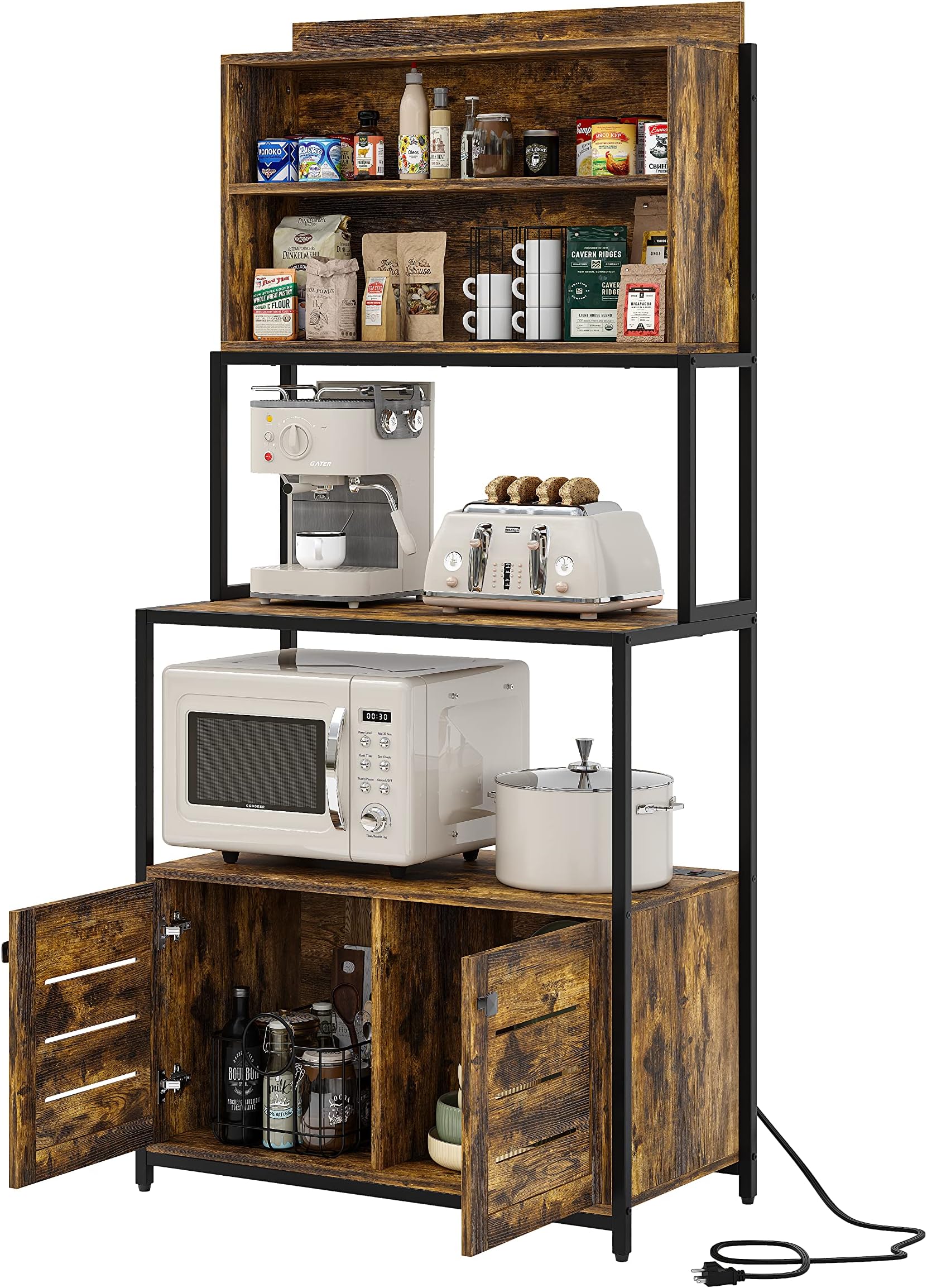 Amazon.com - REENLIV 5-Tier Bakers Rack with Power Outlet, Microwave ...