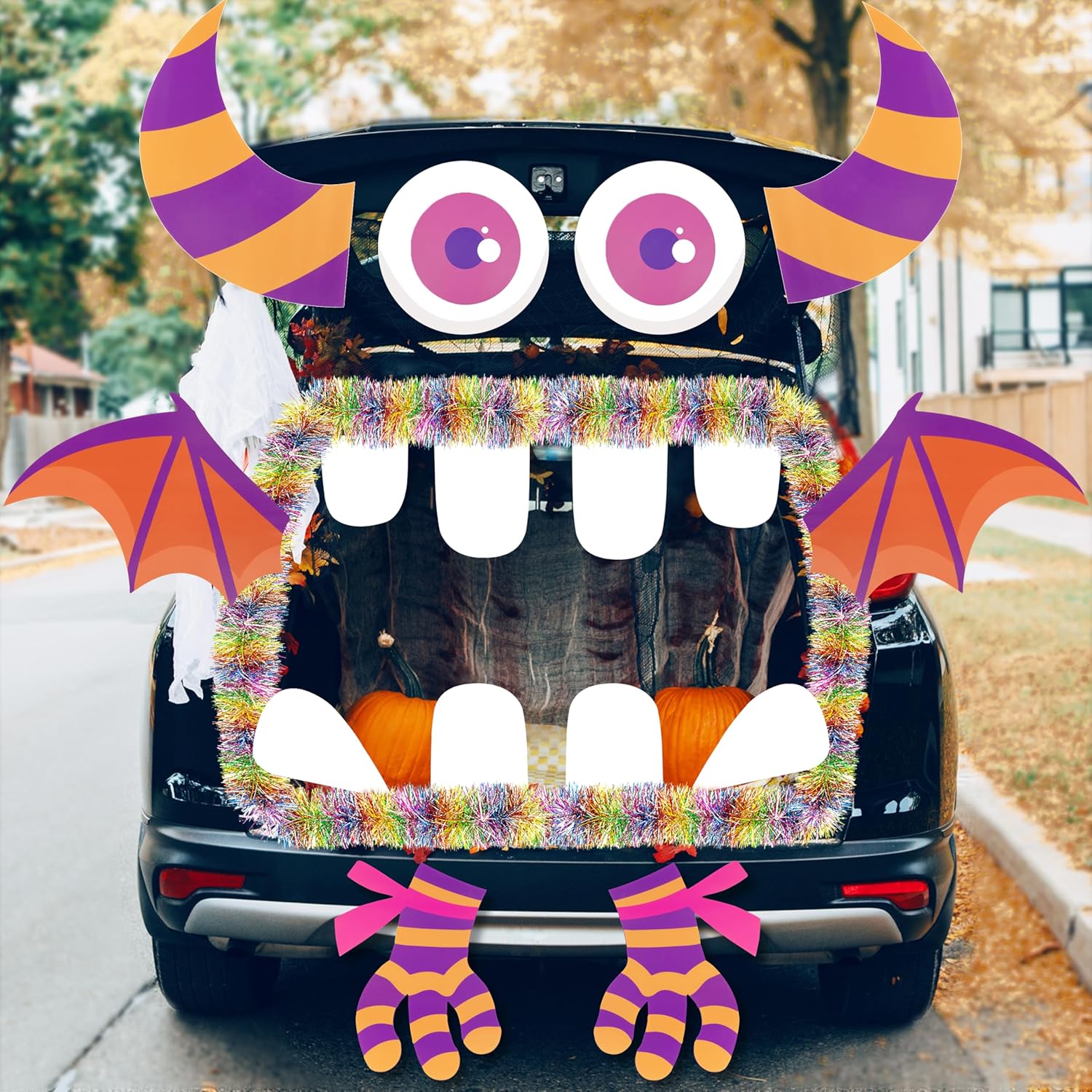 Amazon.com: Eunhdet Halloween Trunk or Treat Car Decorations Kit with Colourful Tinsel Garland ...
