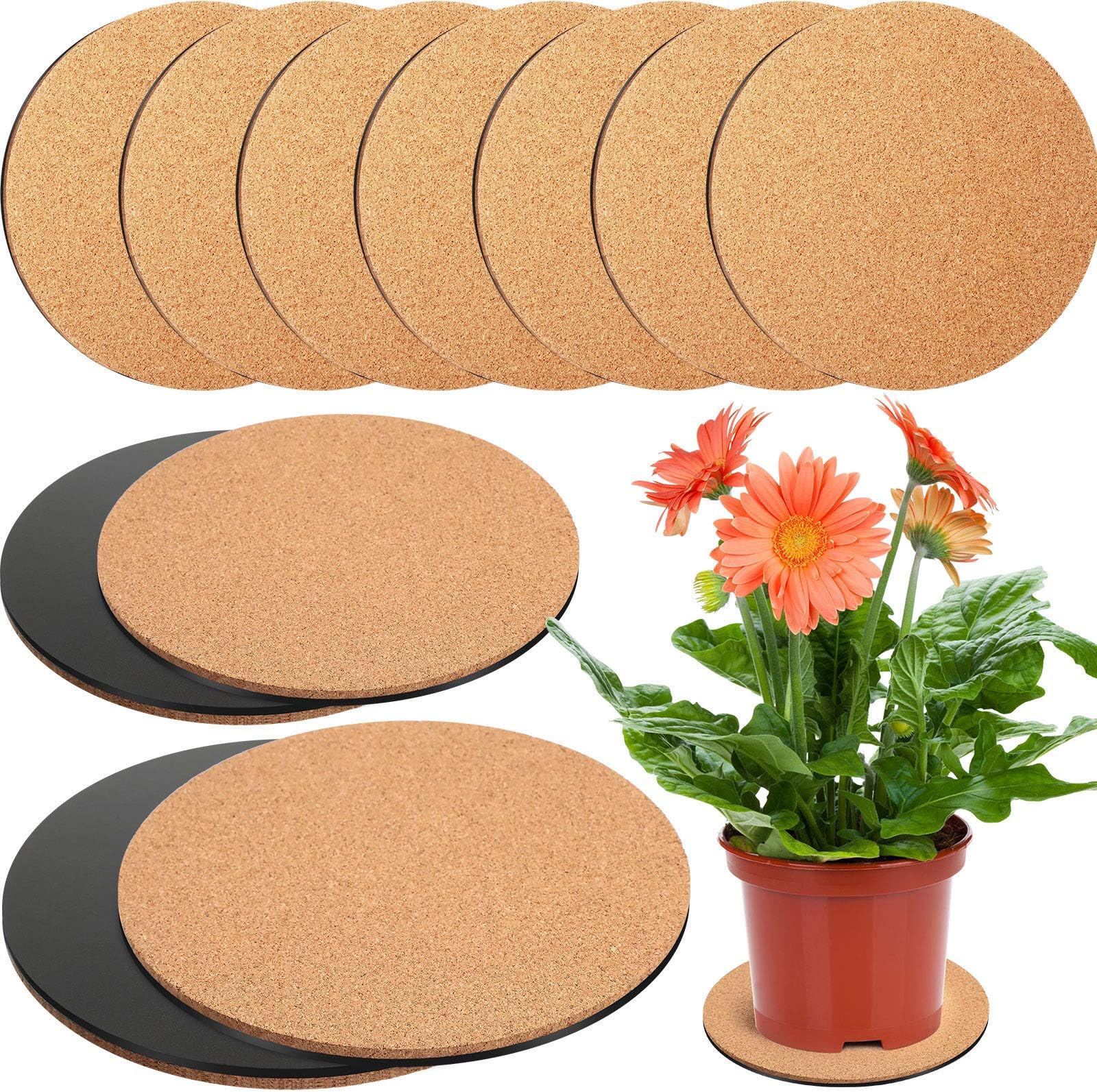 WUWEOT 18 Pack Cork Plant Coasters, 4/6/8 Inch Round Plant Mat Bulk, 0 ...