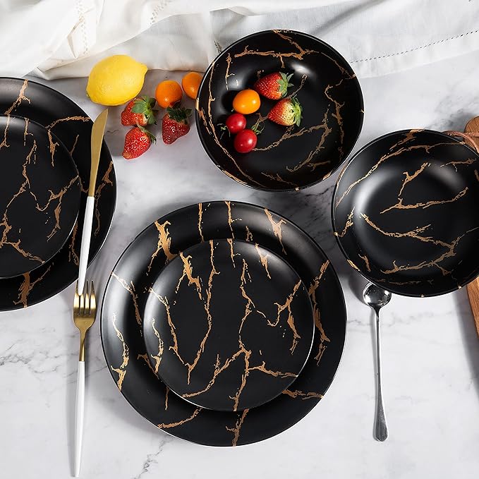 Amazon.com | Melamine Dinnerware Set, 12pcs Plates and Bowls Sets ...