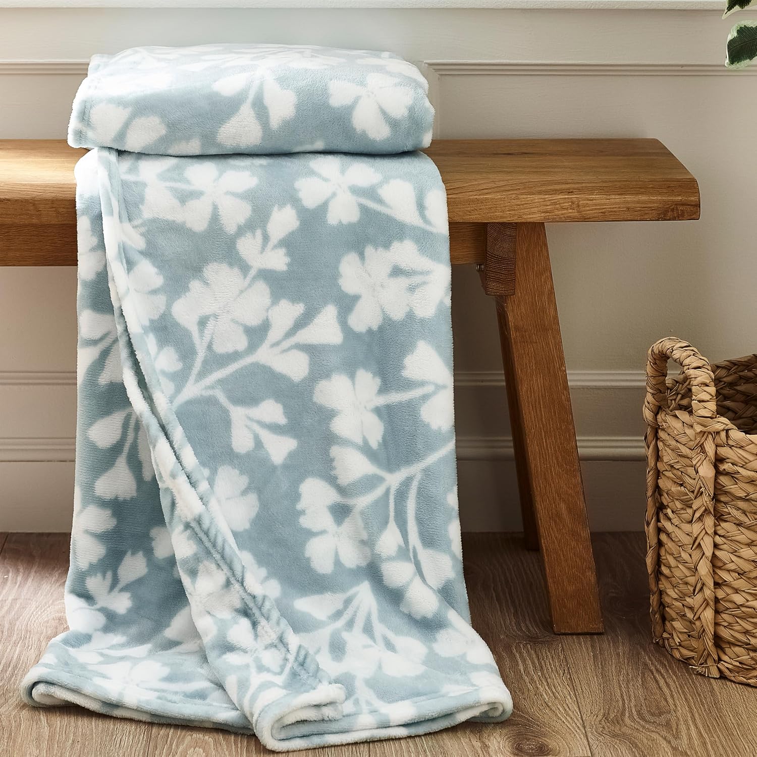 Catherine Lansfield Brooke Floral Cosy Fleece 200x240cm Blanket Throw ...