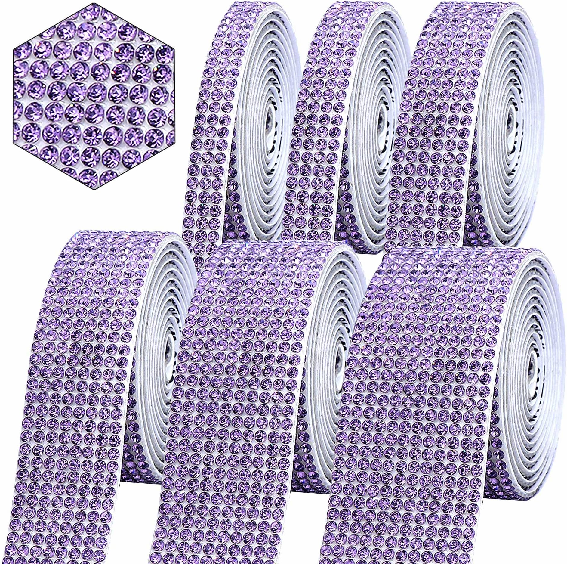 Amazon.com: 6 Rolls Self Adhesive Dream Purple Crystal Rhinestone ...