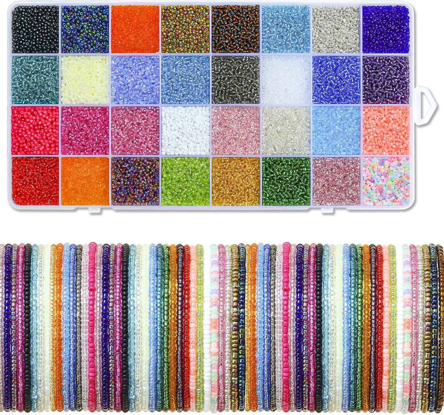 Amazon.com: Gacuyi 2mm 25600pcs Glass Seed Beads Kit, 32 Colors 12/0 ...