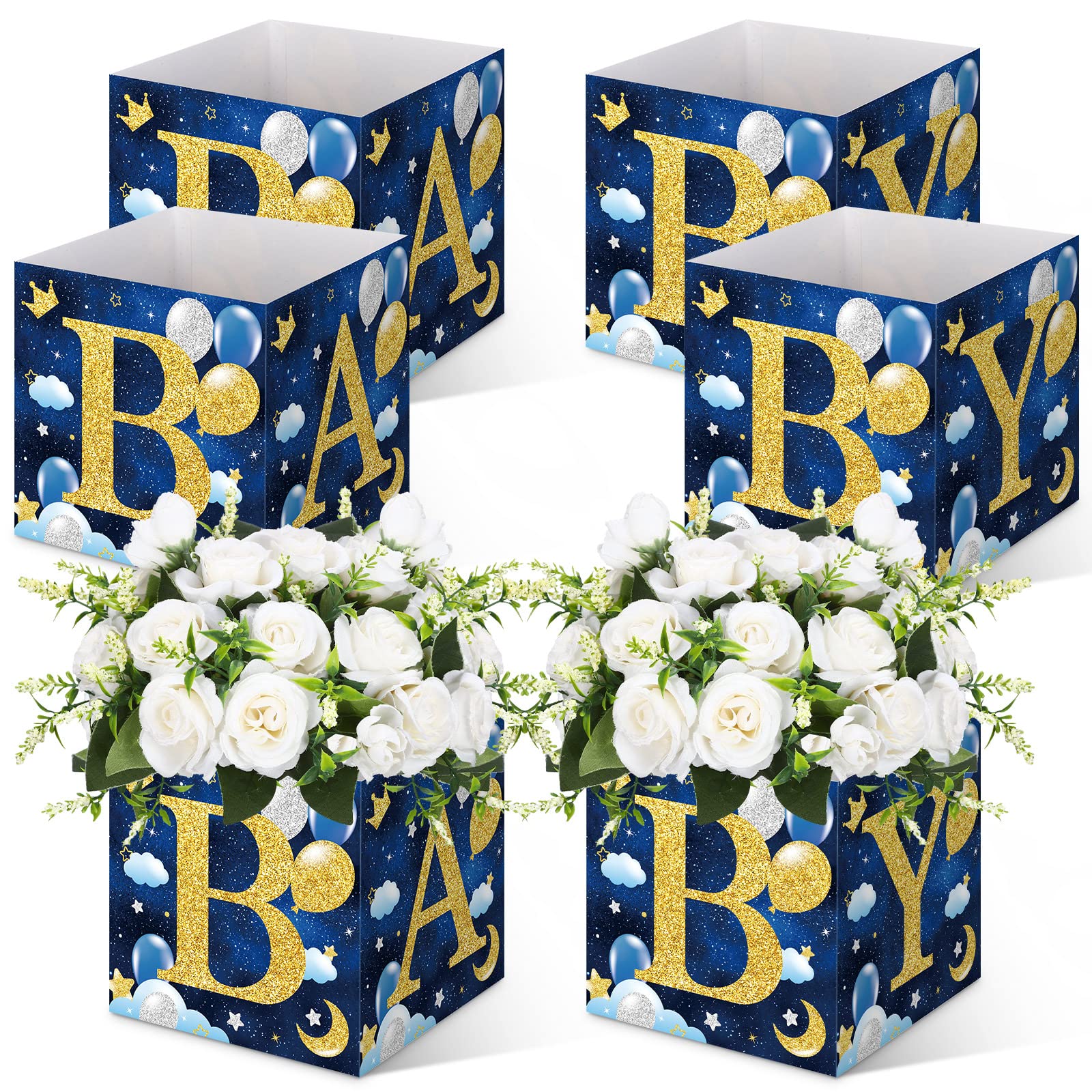 Amazon.com: SATINIOR 6 Pieces Star Baby Shower Centerpieces Navy Blue ...