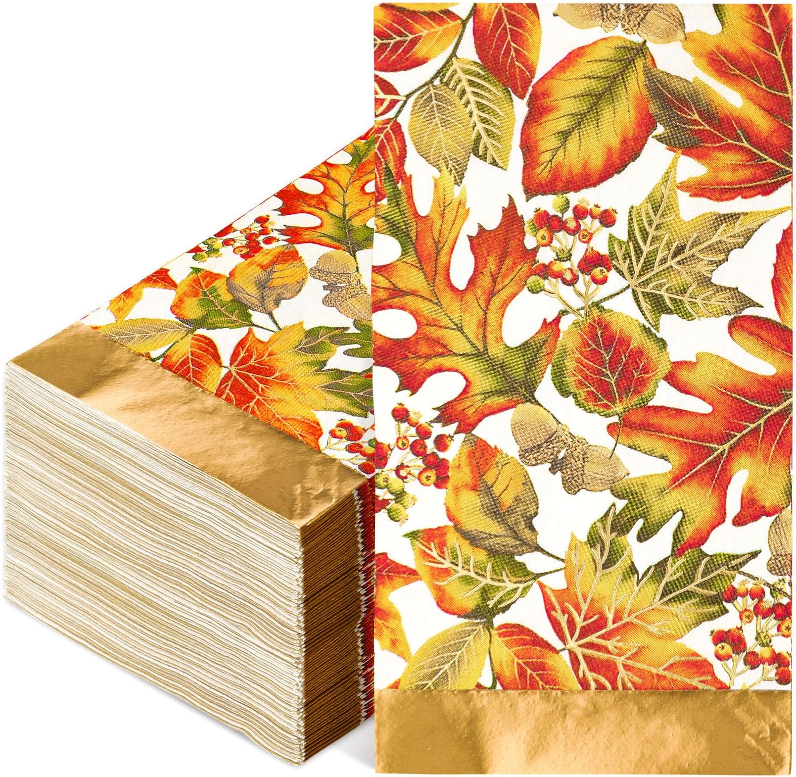 Amazon.com: Generic AnyDesign 100Pcs Fall Paper Guest Napkins Gold Foil ...