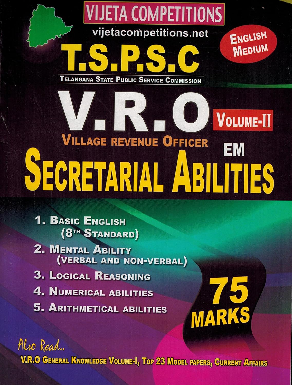 TSPSC VRO Secretariat Abilities Vol-2 { ENGLISH MEDIUM : Vijeta Competitions Editorial Board ...