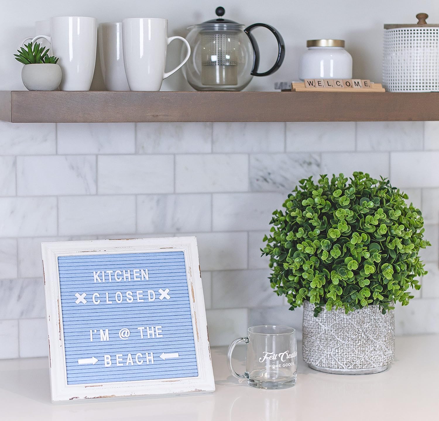 Felt Creative Home Goods Felt Letter Board with Rustic White Wood ...