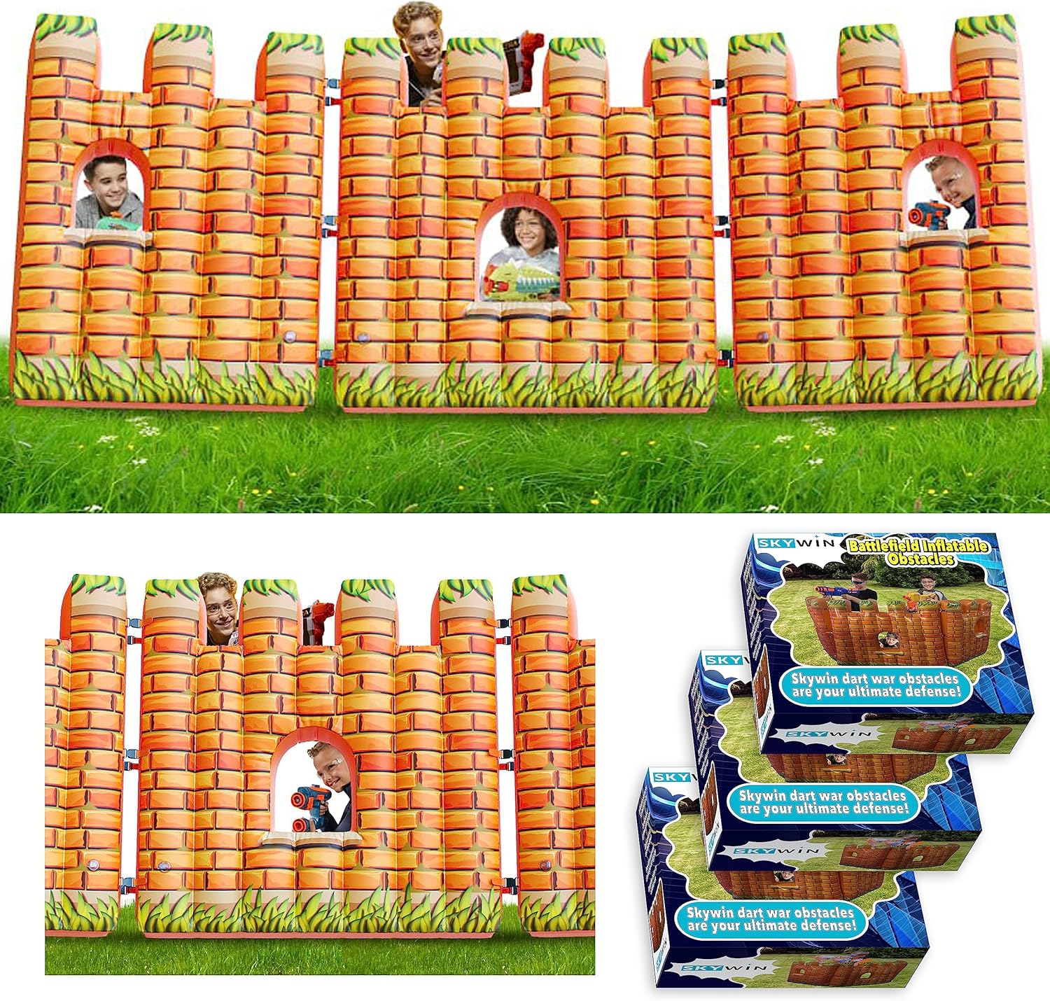 Amazon.com: Skywin Castle Inflatable Obstacles for Kids, 3 Pack Castle ...