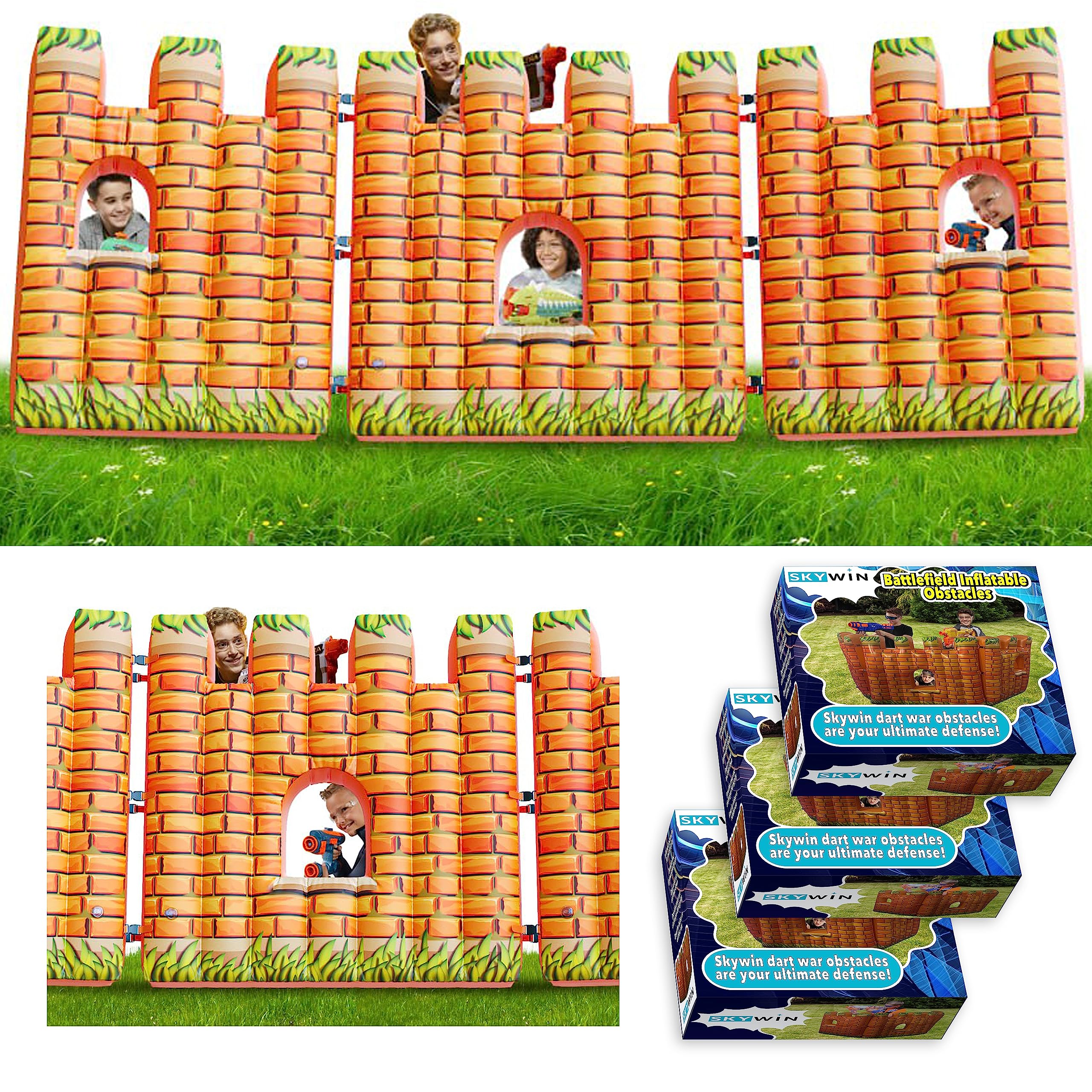 Amazon.com: Skywin Castle Inflatable Obstacles for Kids, 3 Pack Castle ...
